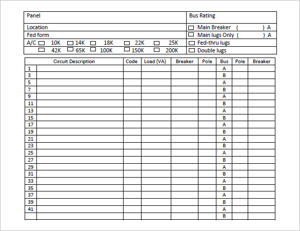 Download Electrical Circuit Breaker Panel Label Template Gantt Chart 
